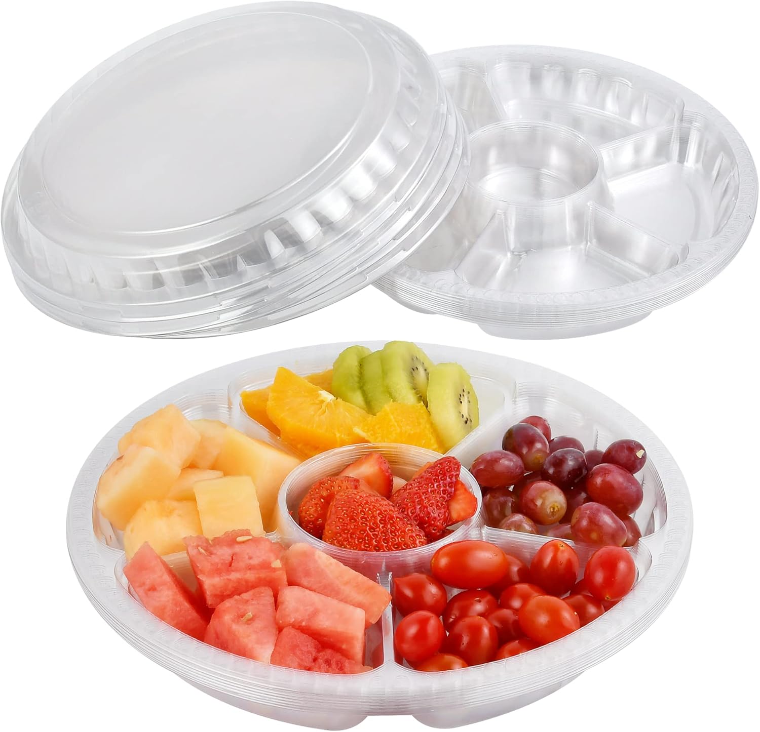 Amazon.com: 10 Pack Round Appetizer Serving Trays with Lids, 10 Inch ...