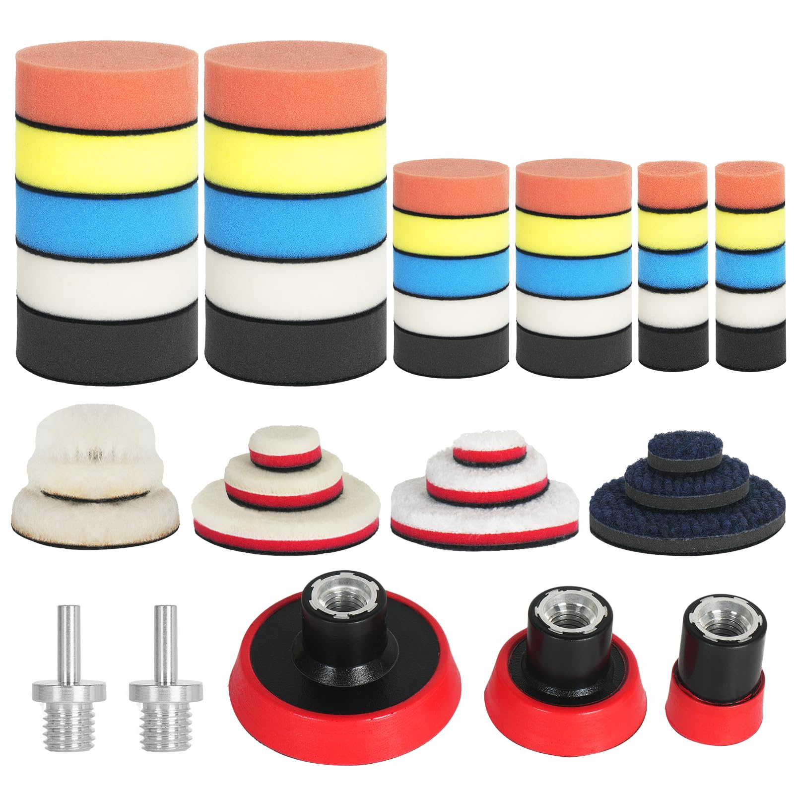 Amazon.com: Autolock Car Buffing Pads for Drill Kit, 47Pcs 1inch 2inch ...