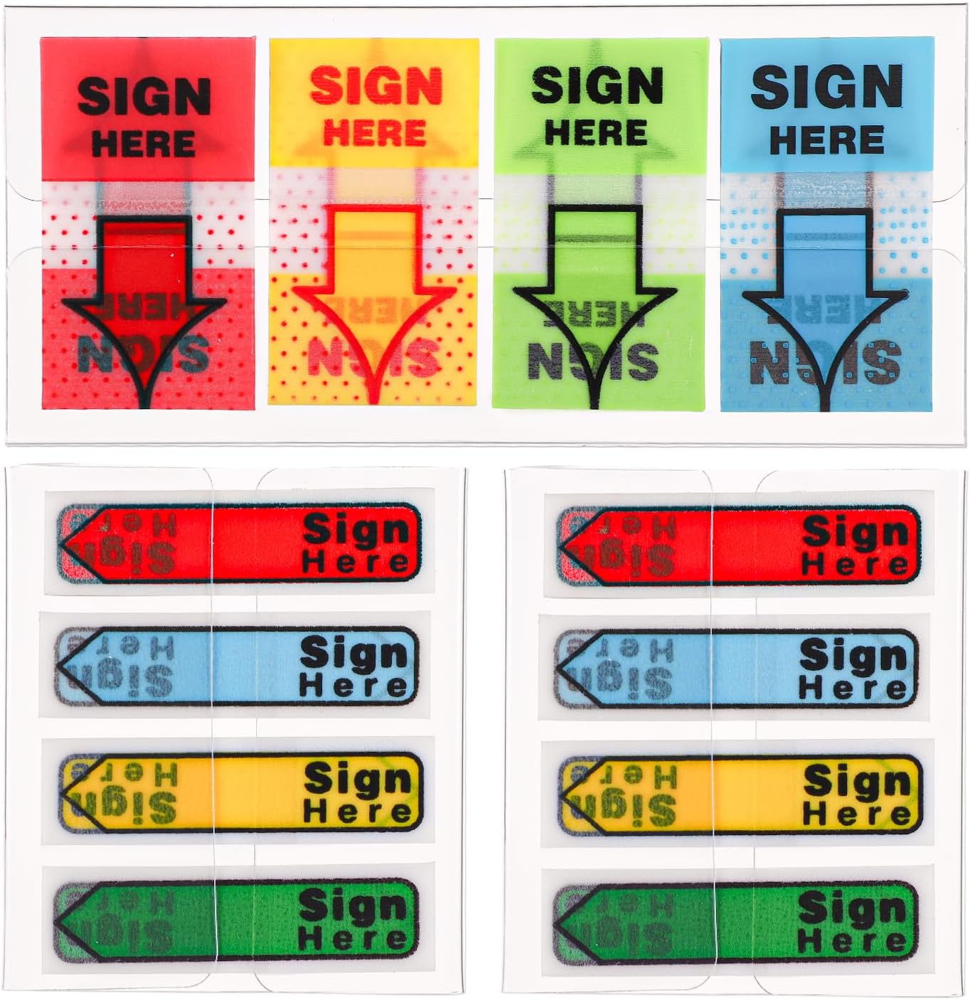 600pcs/6 Packs Sign Here Tabs, Arrow Labels Stickers Sign Here Flags ...