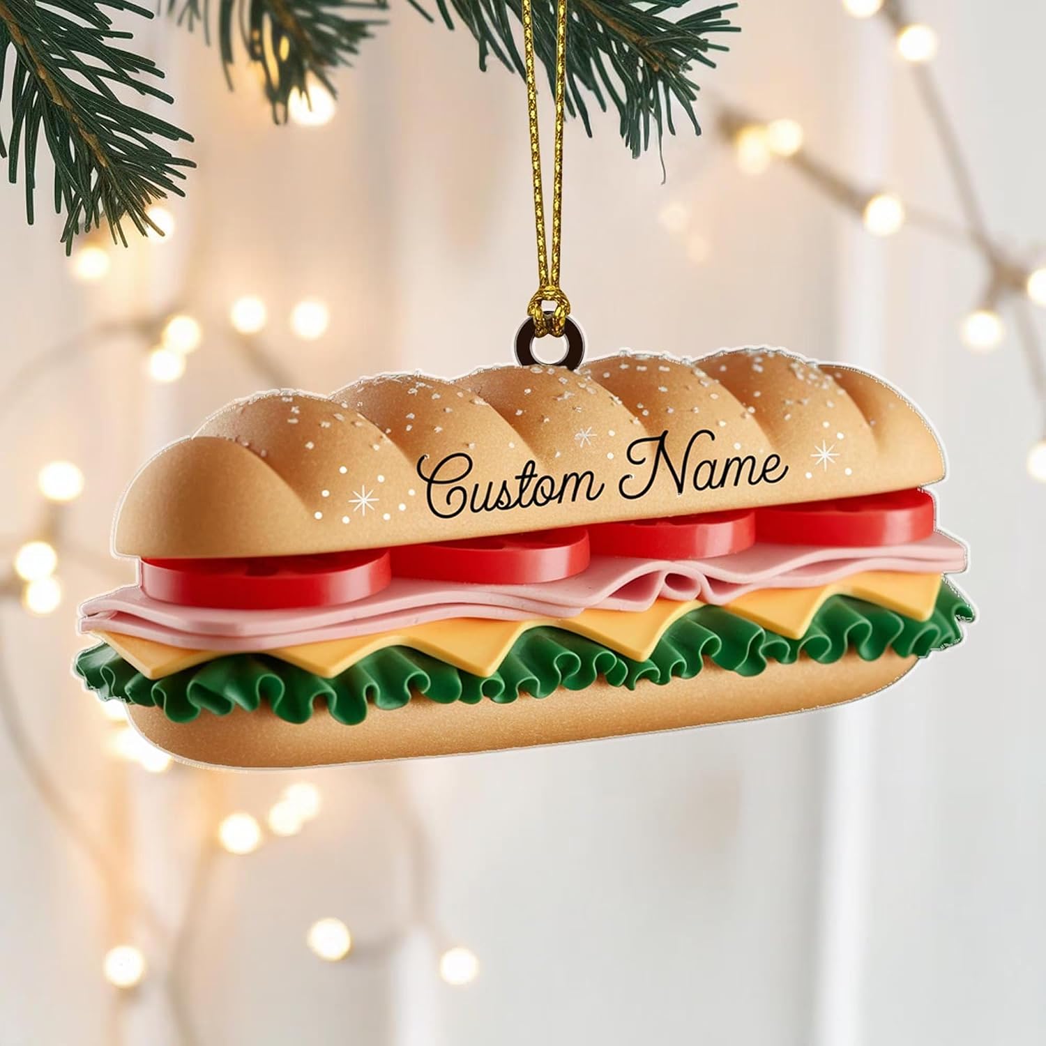 Amazon.com: Sub Sandwich Christmas Shaped Acrylic Ornament, Custom Name ...