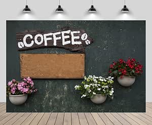 Amazon.com : CHNYWORK 8x6ft Coffee Sign Backdrop Signs Coffee on Wood ...