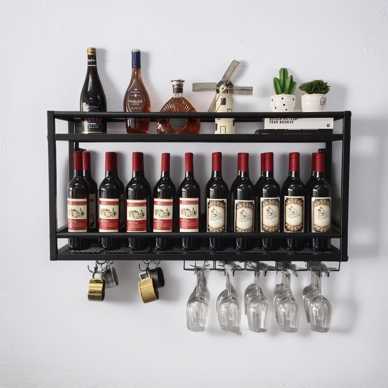 Amazon.com: YCCO Wine Rack Wall Mounted with 7 Wine Glass Holder Bar ...