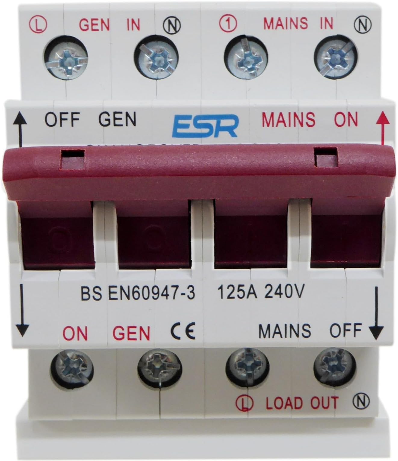 125 Amp Changeover Switch with Busbar, Generator / Mains Transfer ...