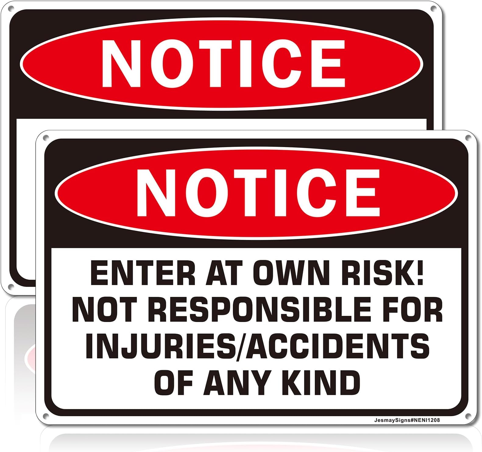 Amazon.com: 2 Pack Caution Enter at Your Own Risk Laminated Safety Sign ...