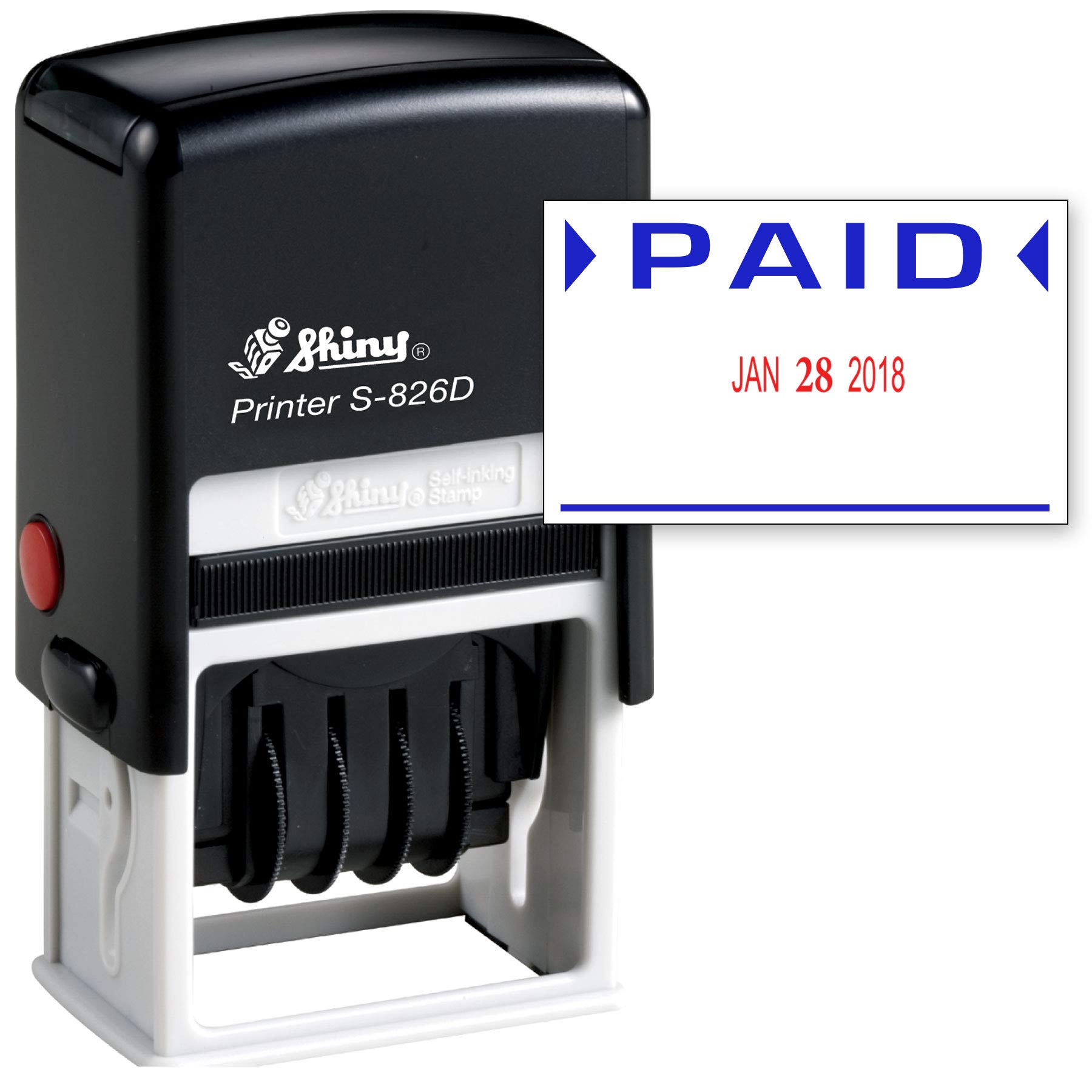 Amazon.com : Shiny Date Stamp 2-Color self Inking Stamp with Paid ...