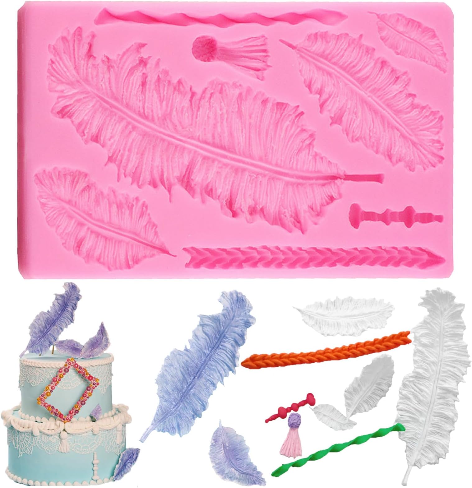 Amazon.com: Feather Candy Molds 1 Pcs, Feather Silicone Fondant Mold ...
