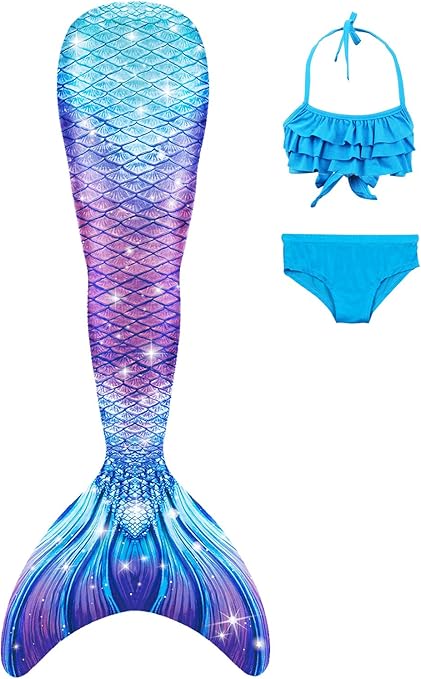 Amazon.com: Girls Swimsuit Mermaid Tail for Swimming for Girls Princess ...