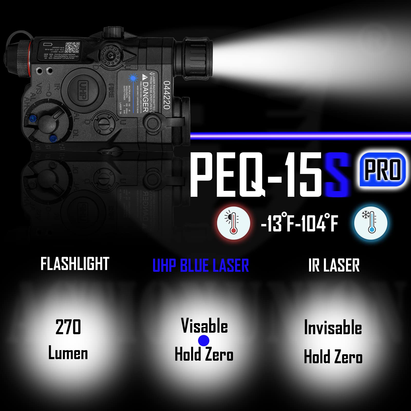 Snapklik.com : ACTIONUNION Airsoft PEQ-15S Pro UHP Visible Blue Laser ...