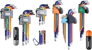 Lichamp 64-Piece Rainbow Allen Wrenches Set, Hex Key Set with Colored ...