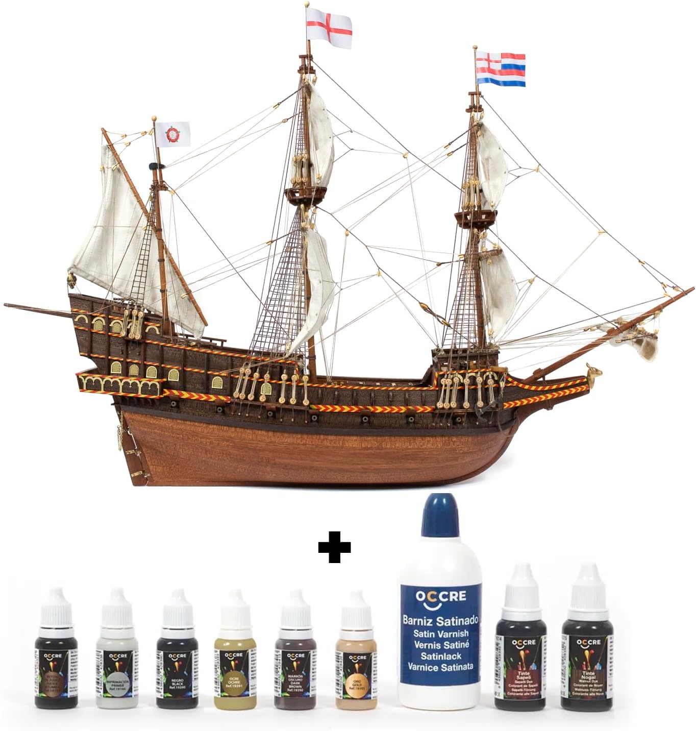 Amazon.com: OcCre Golden Hind 1:85 Scale Wood and Metal Model Ship Kit ...