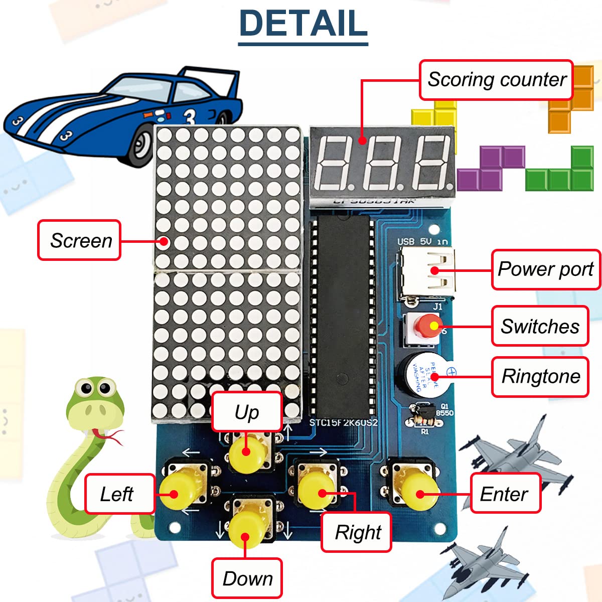 DAOKAI DIY Pixel Game Console Production Kit Soldering Practice 51 ...