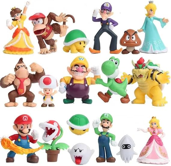 Amazon.com: Isaneihas 18 pcs/Set Mario Figures Toy - Mario & Luigi ...