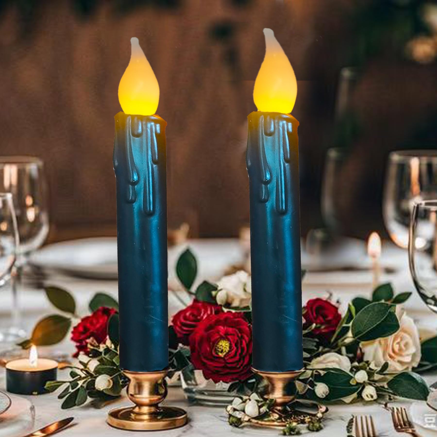 Primitive Flameless Candles Dripless Electric Flickering Taper Candles