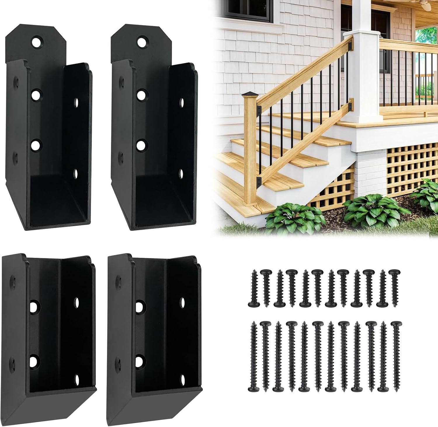 VoTwoofv Deck Railing Brackets Connectors 2Pair, U-Shaped Concealed ...