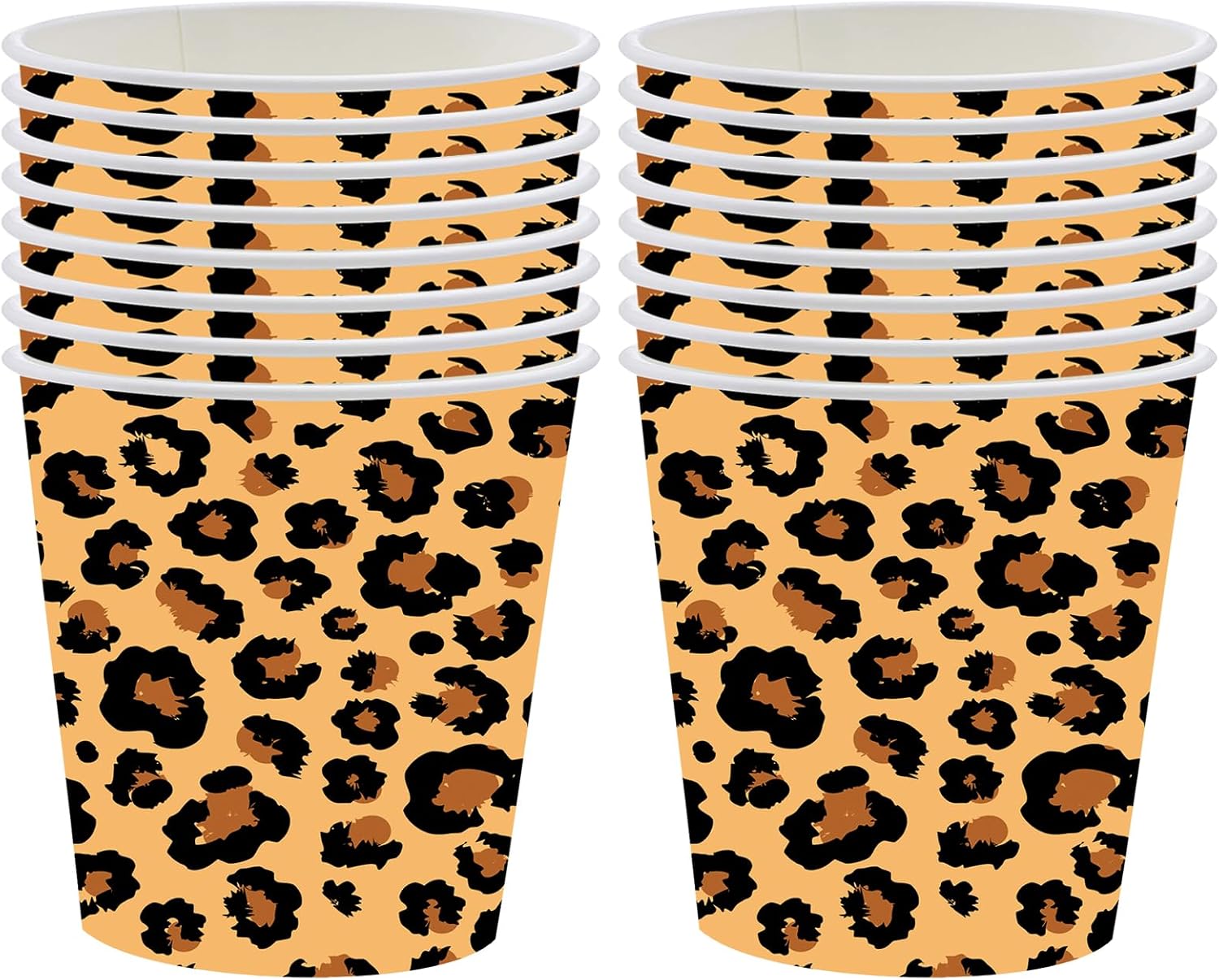 POPOYU 16Pcs Leopard Print Party Cups Kids Jungle Animal Birthday Party ...