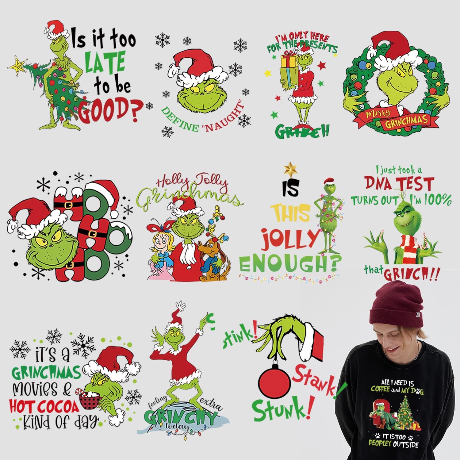Amazon.com: 12 Sheets Christmas Decorations Iron on Transfers Patches ...