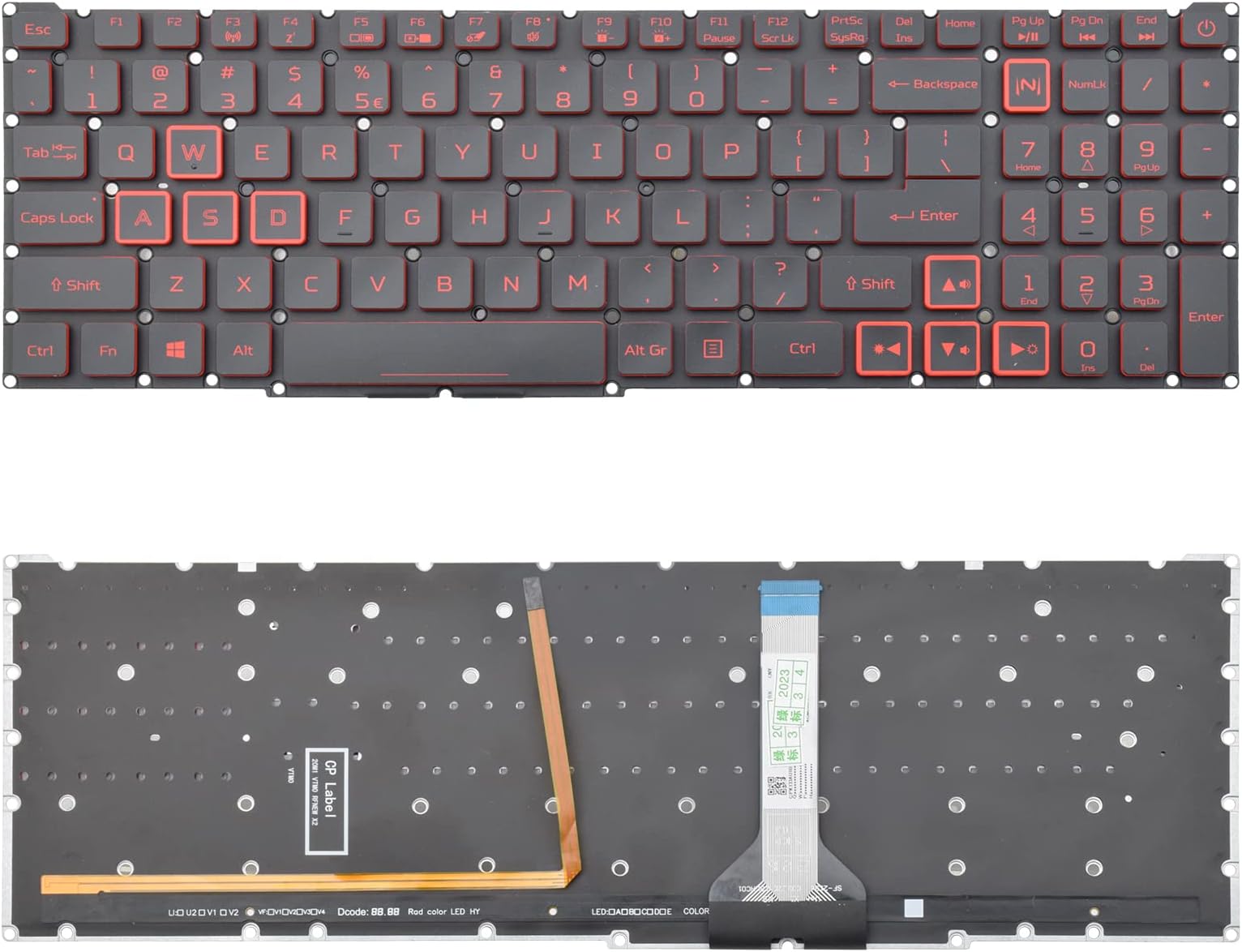 Amazon.com: SUNMALL Replacement Keyboard with Red Backlight Compatible ...