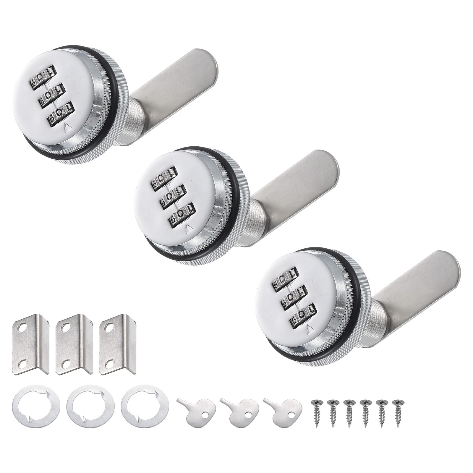 PATIKIL 1-1/8″ Combination Cam Lock, 3 Pcs File Cabinet Locks with ...