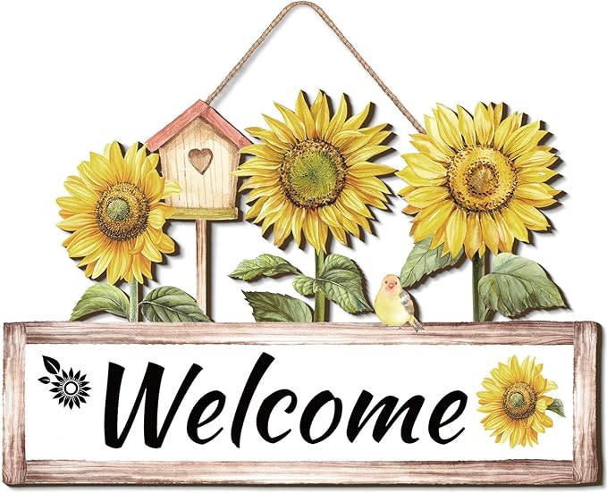 Amazon.com: Wooden Sunflower Wall Decor Hanging Sunflower Outdoor Decor ...