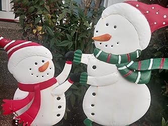 Amazon.com: Christmas Snowmen Yard Stakes Decorations Metal Two Dancing ...