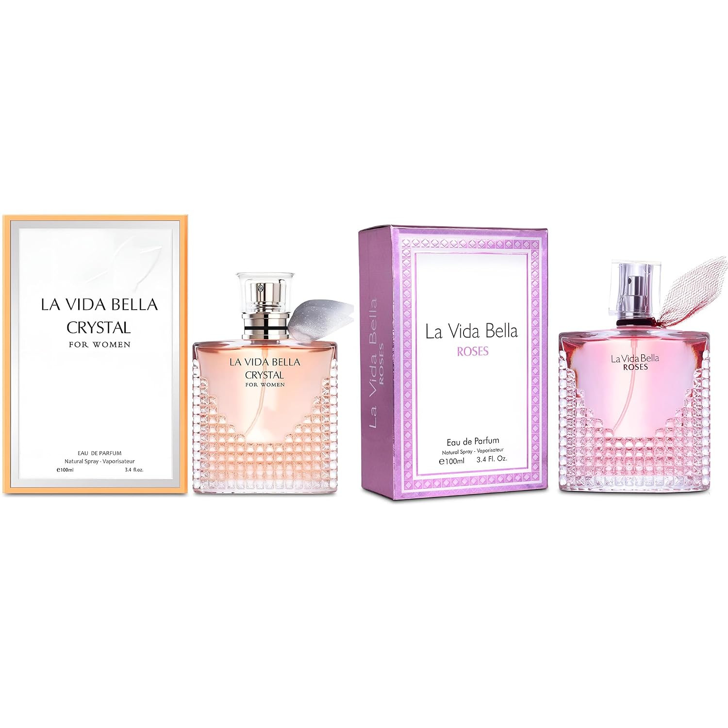 Women Perfume La Vida Bella Rose&Crystal Set Eau de Parfume Spray Long ...