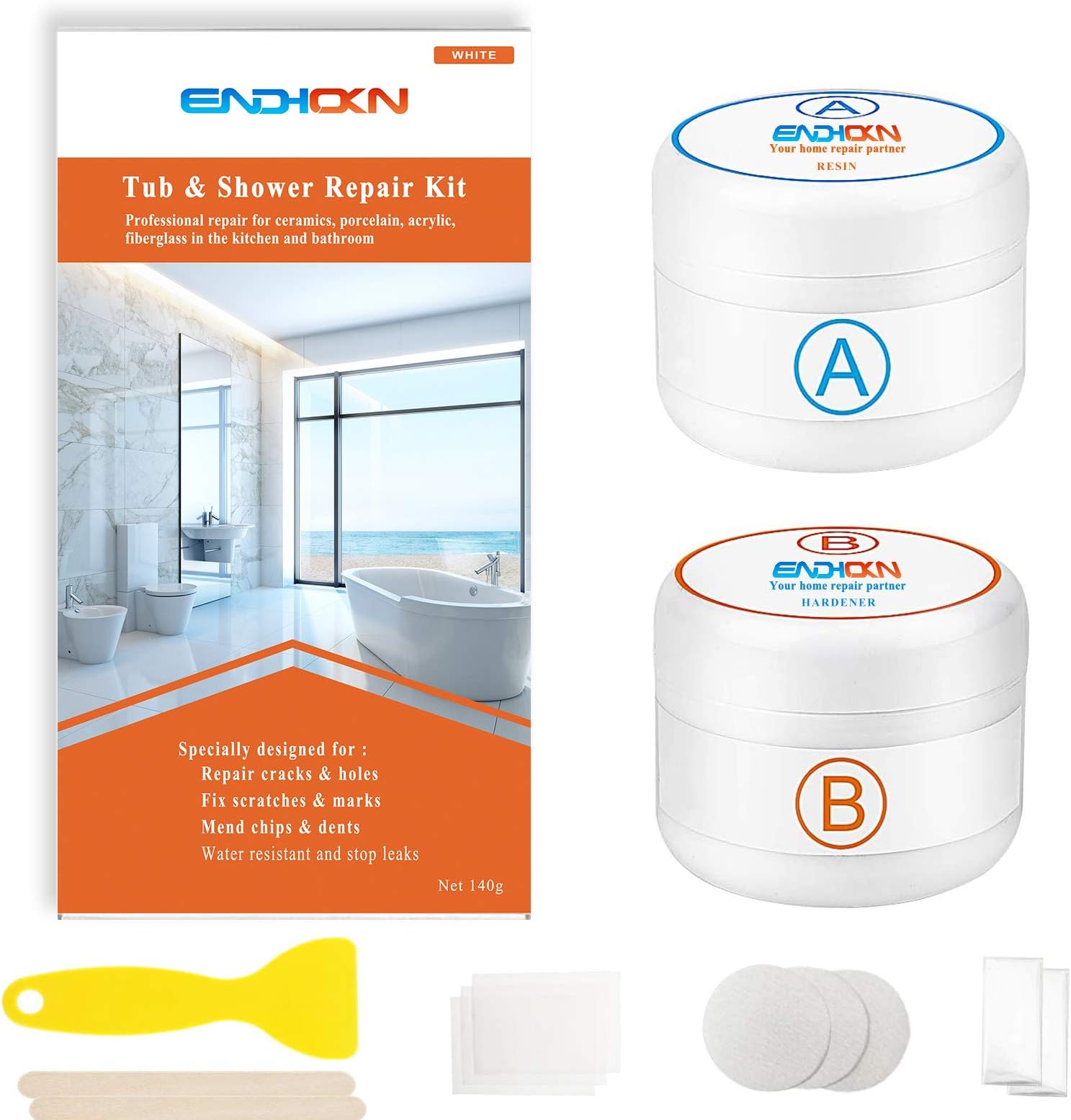 Bathtub Repair Kit White 140g, Endhokn Ceramics Enamel Fiberglass ...