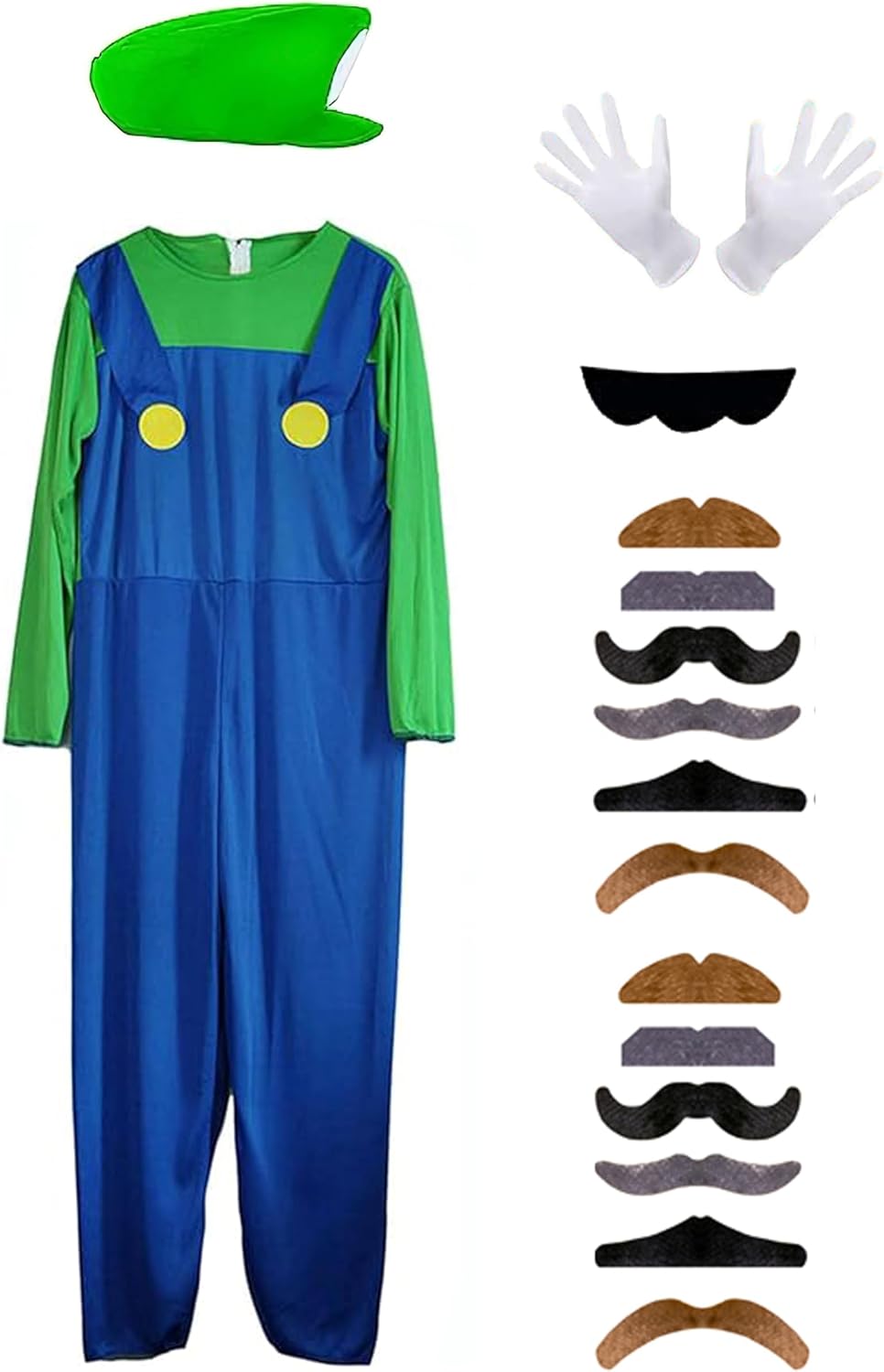 Plumber Jumpsuit For Adult Super Brothers Costume Men Halloween Cosplay ...