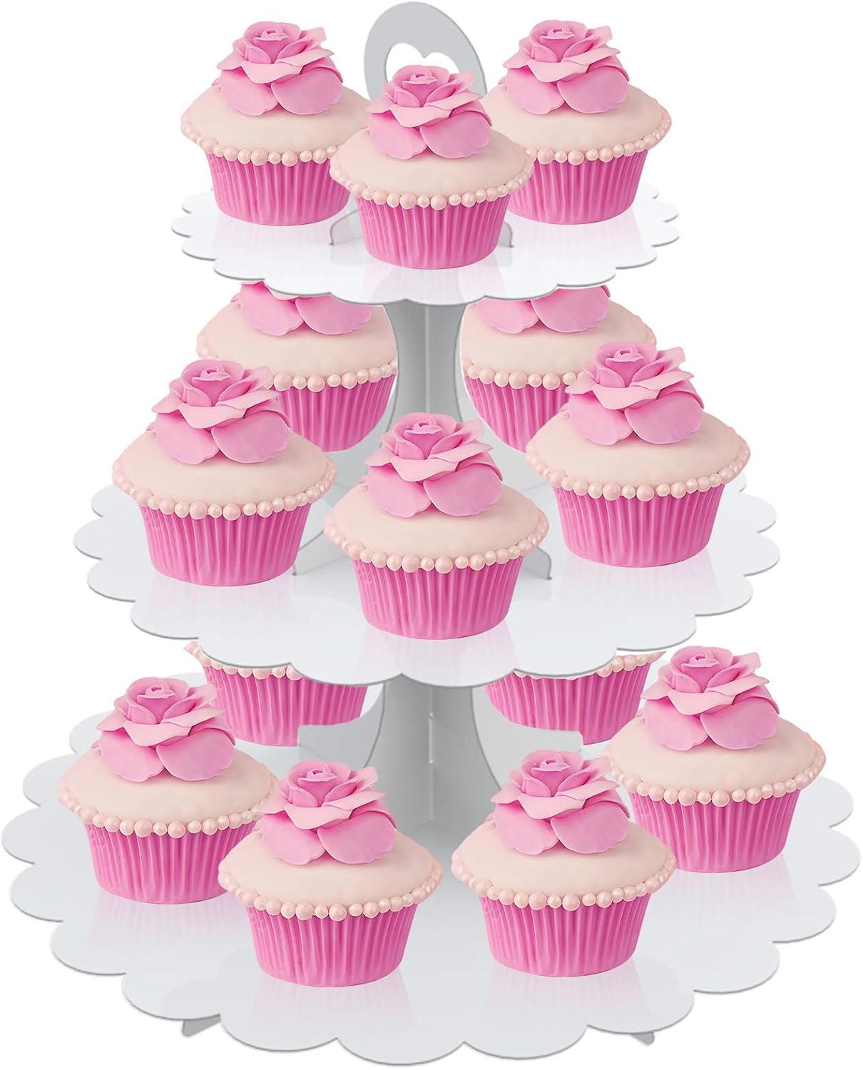 Amazon.com | Humlindo White Cupcake Stand Tower, 3-Tier Cupcake Tier ...