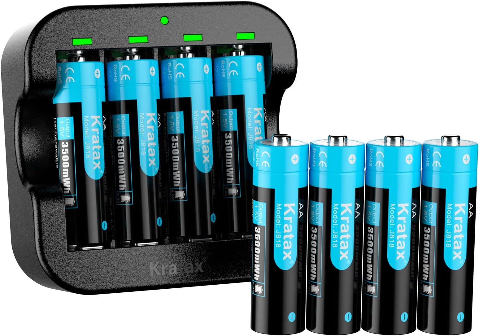 Kratax 3500mWh 1,5V AA Akku, 1,5V Lithium AA Akku, Schnelles Aufladen ...