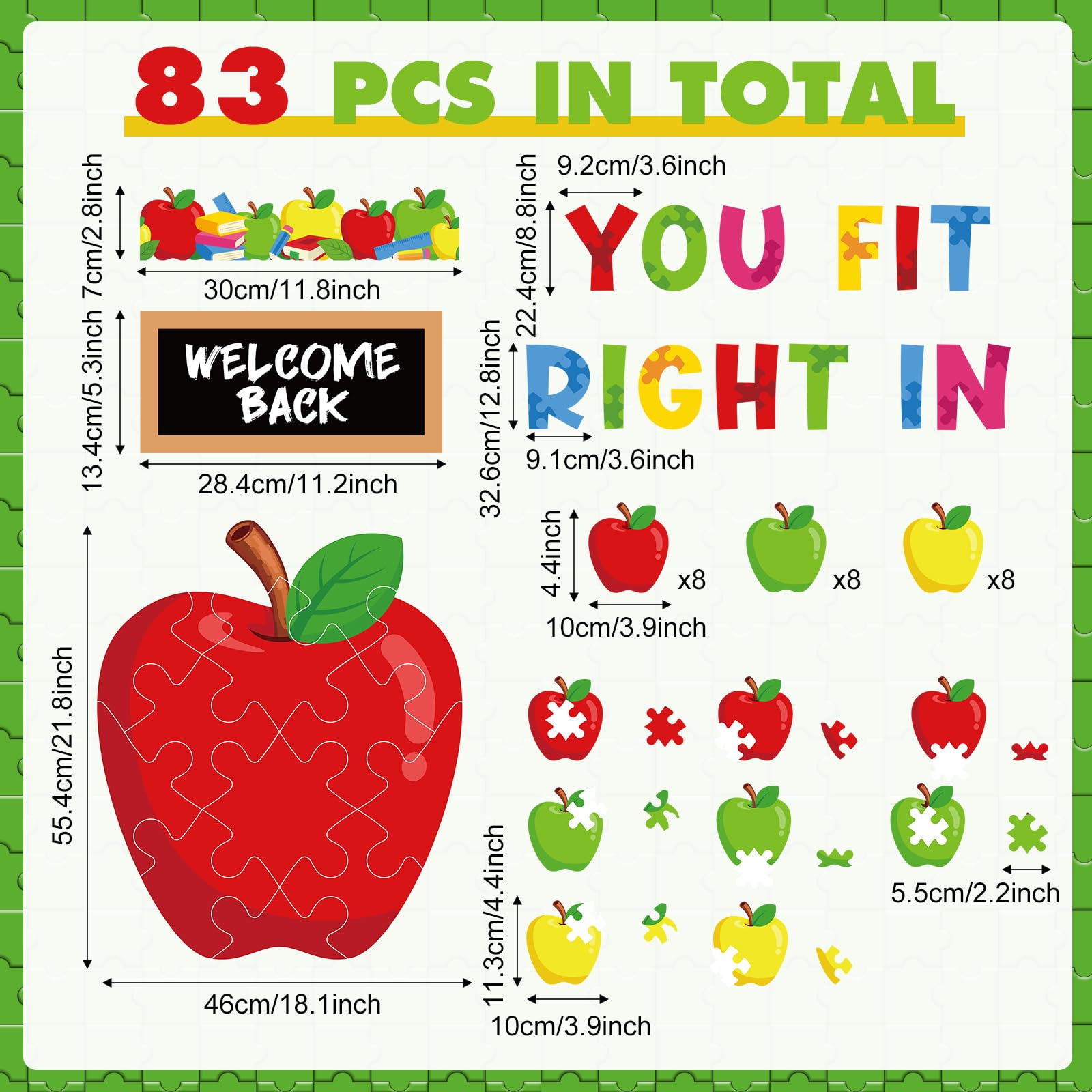 Snapklik.com : Back To School Bulletin Board Decorations Set Apple ...