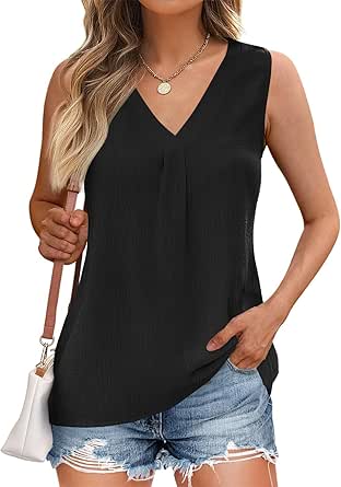 GKBK Womens Dressy Business Tank Tops V Neck Casual Cami Sleeveless ...