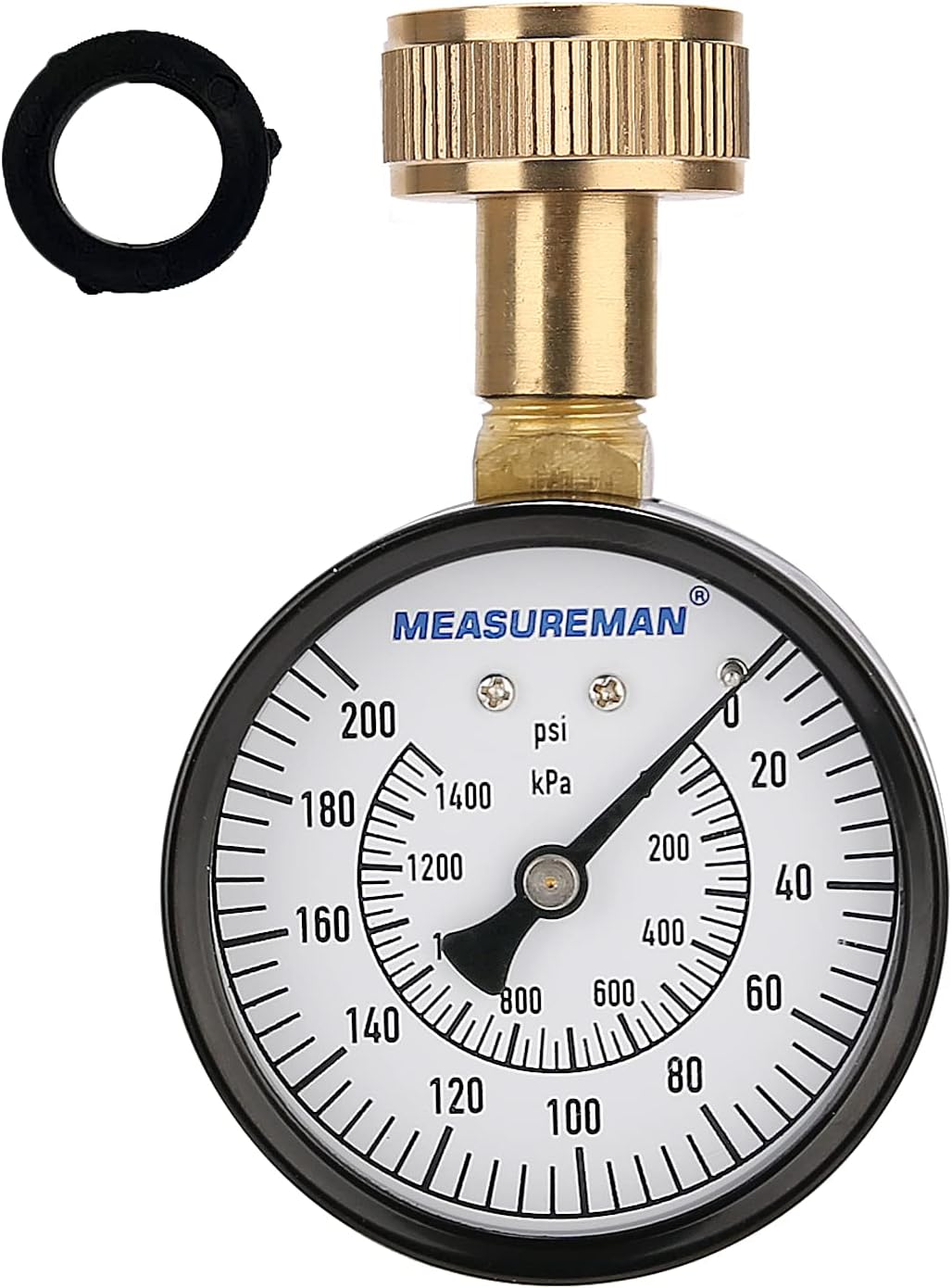 Measureman 2-1/2" Water Pressure Test Gauge, 3/4" Female Hose Thread, 0 ...