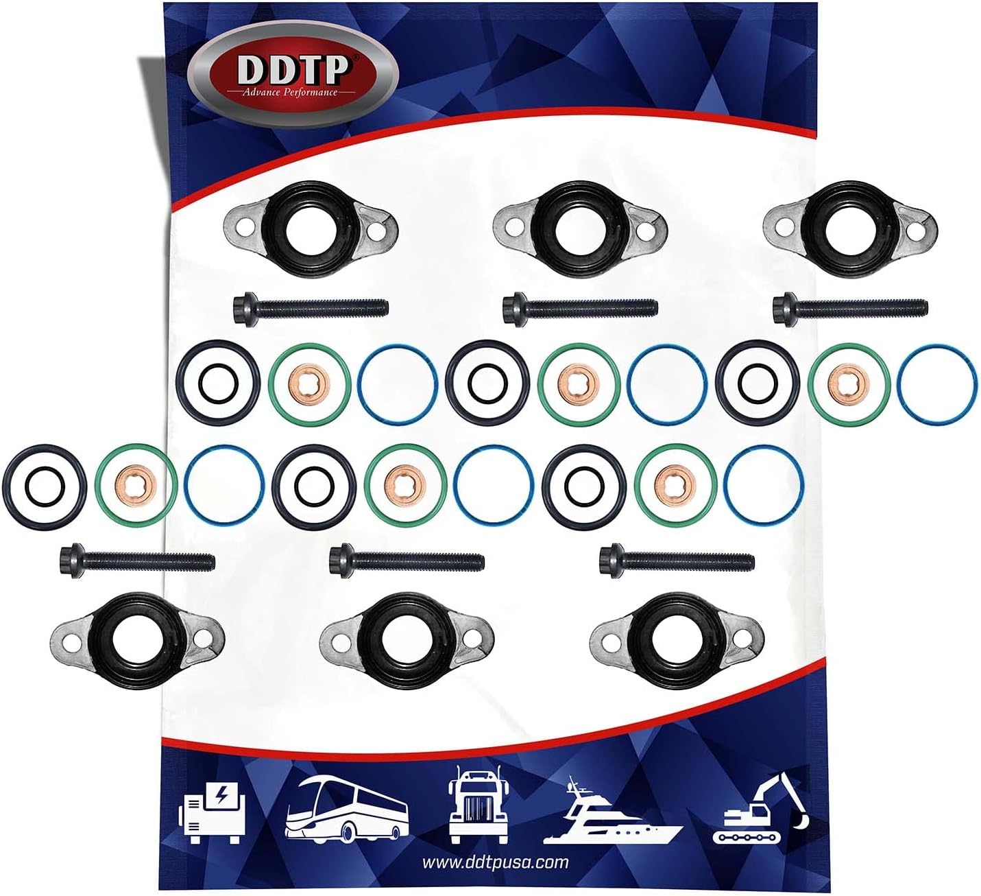 Amazon.com: Kit de sello inyector con anillo de sello de perno y taza Detroit Diesel DD15 Motor ...