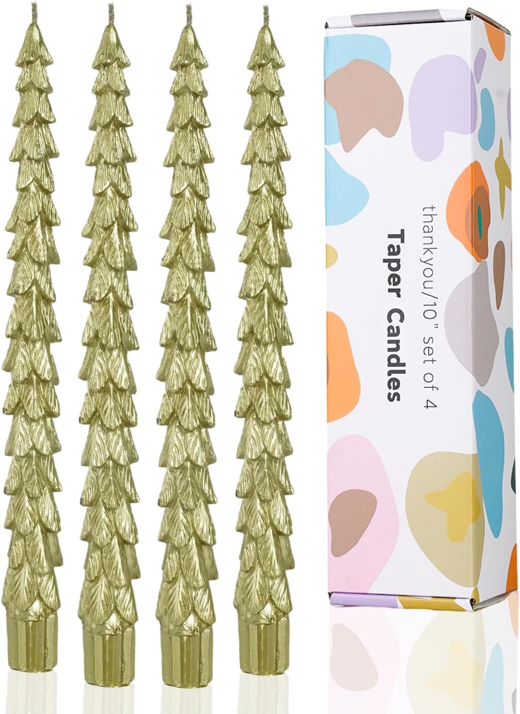 Amazon.com: Christmas Tree Taper Candle Gold Candlestick Unscented ...