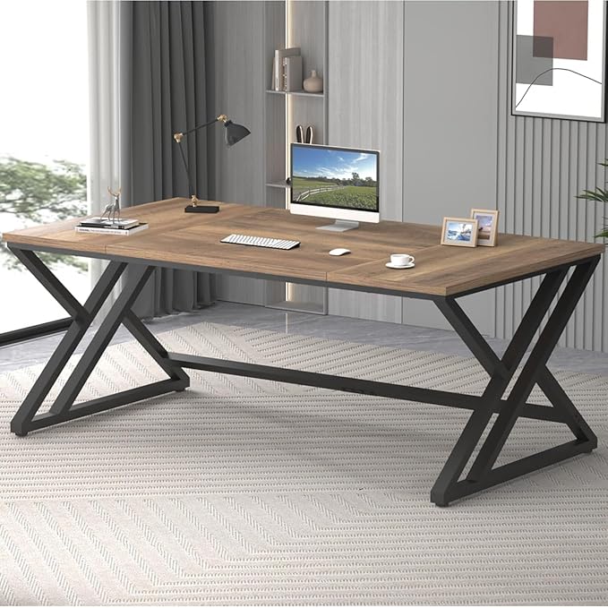 Amazon.com: LVB Rustic Large Computer Desk, Industrial Extra Long Home ...