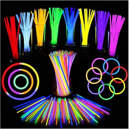 Loiina Glow Sticks 100pcs 8" with Connectors - Glow Bracelets ...