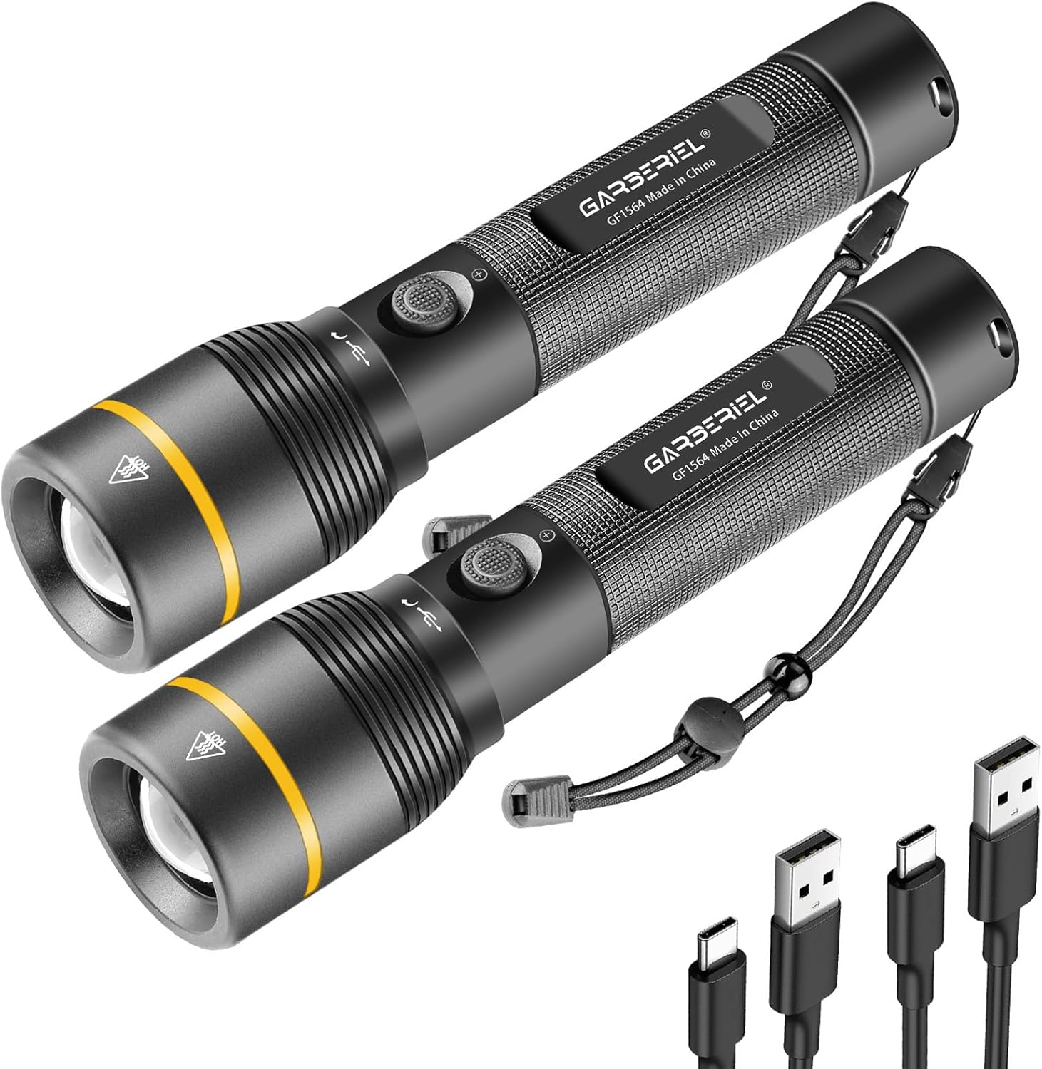 Garberiel Pack of 2 LED Torch 2000 Lumens, Torches Led Super Bright ...