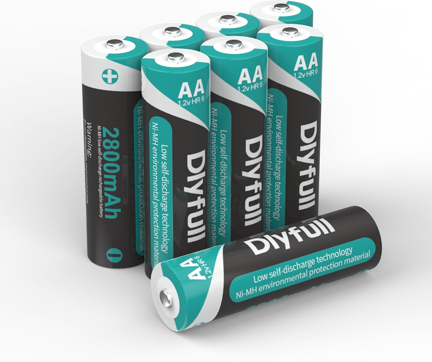DLYFULL 8 Pack Rechargeable AA Batteries with 2800mAh High Capacity ...