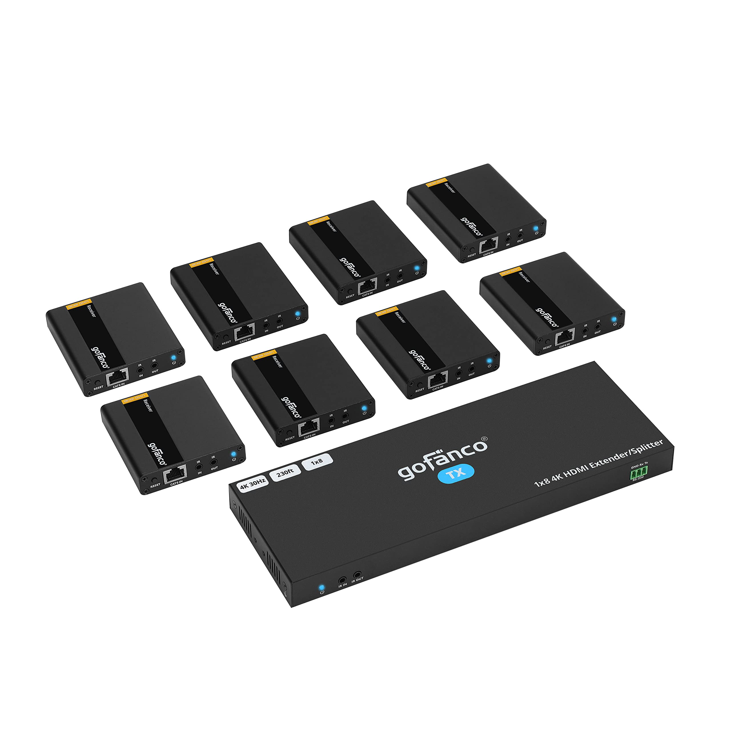 Amazon.com: gofanco 4K 1x8 HDMI Extender Splitter Over CAT6/7 – Up to ...