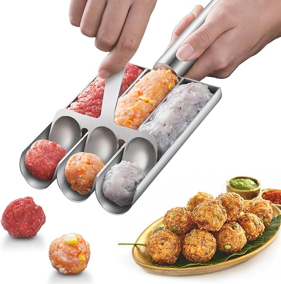 Amazon.com: Stainless Steel Meatball Maker - Creative Kitchen Triple ...