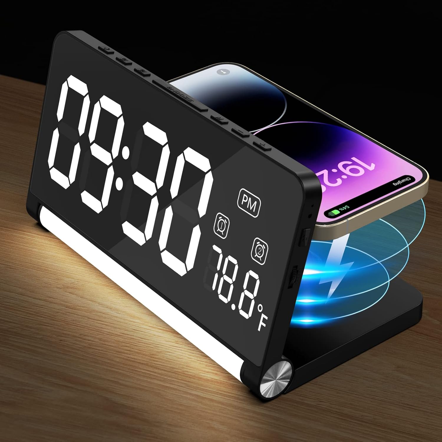 Amazon.com: Digital Alarm Clock with Wireless Charging and Night Light ...