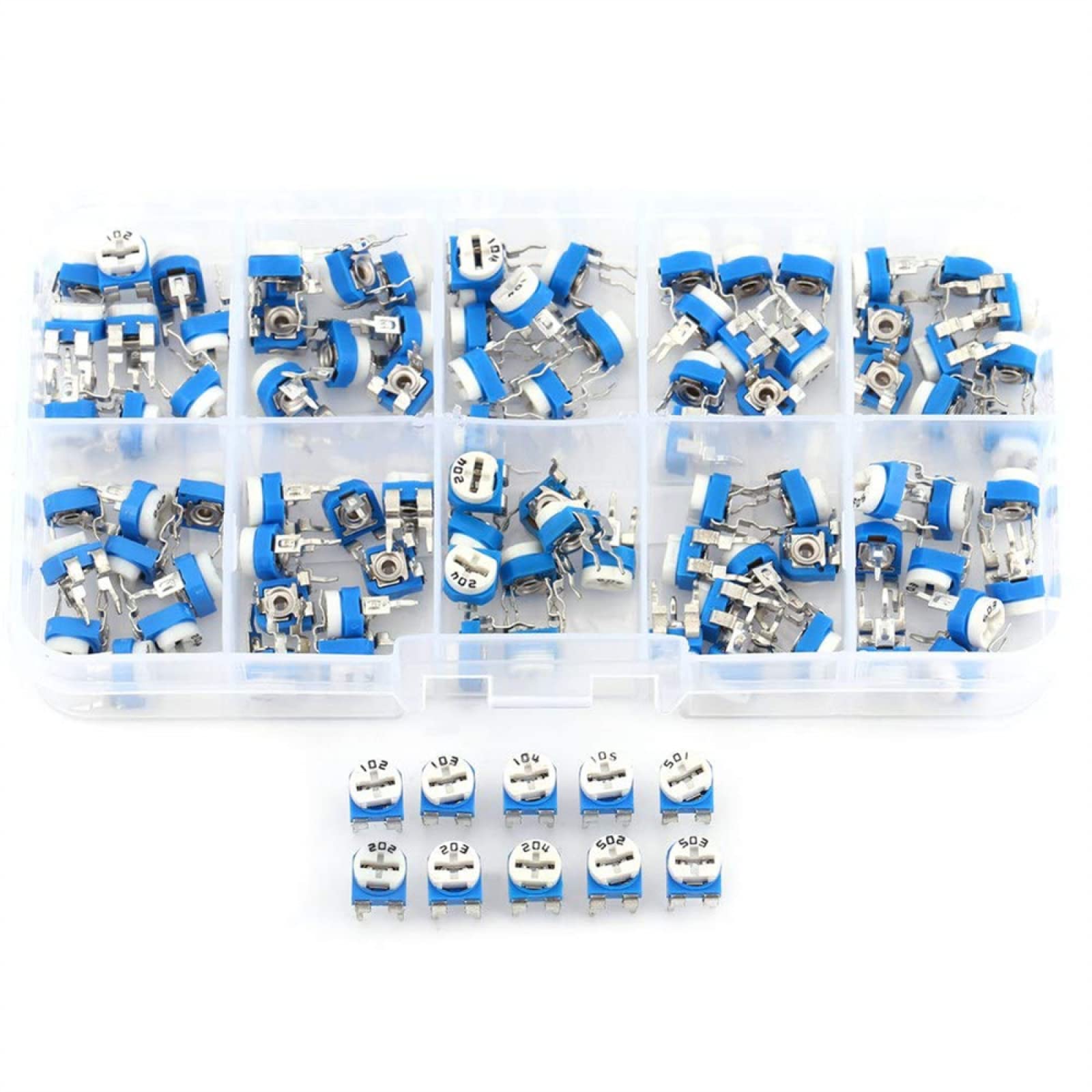 Buy 100pcs, variable resistor, 10 value 500ohm-1mt ohm thin film ...
