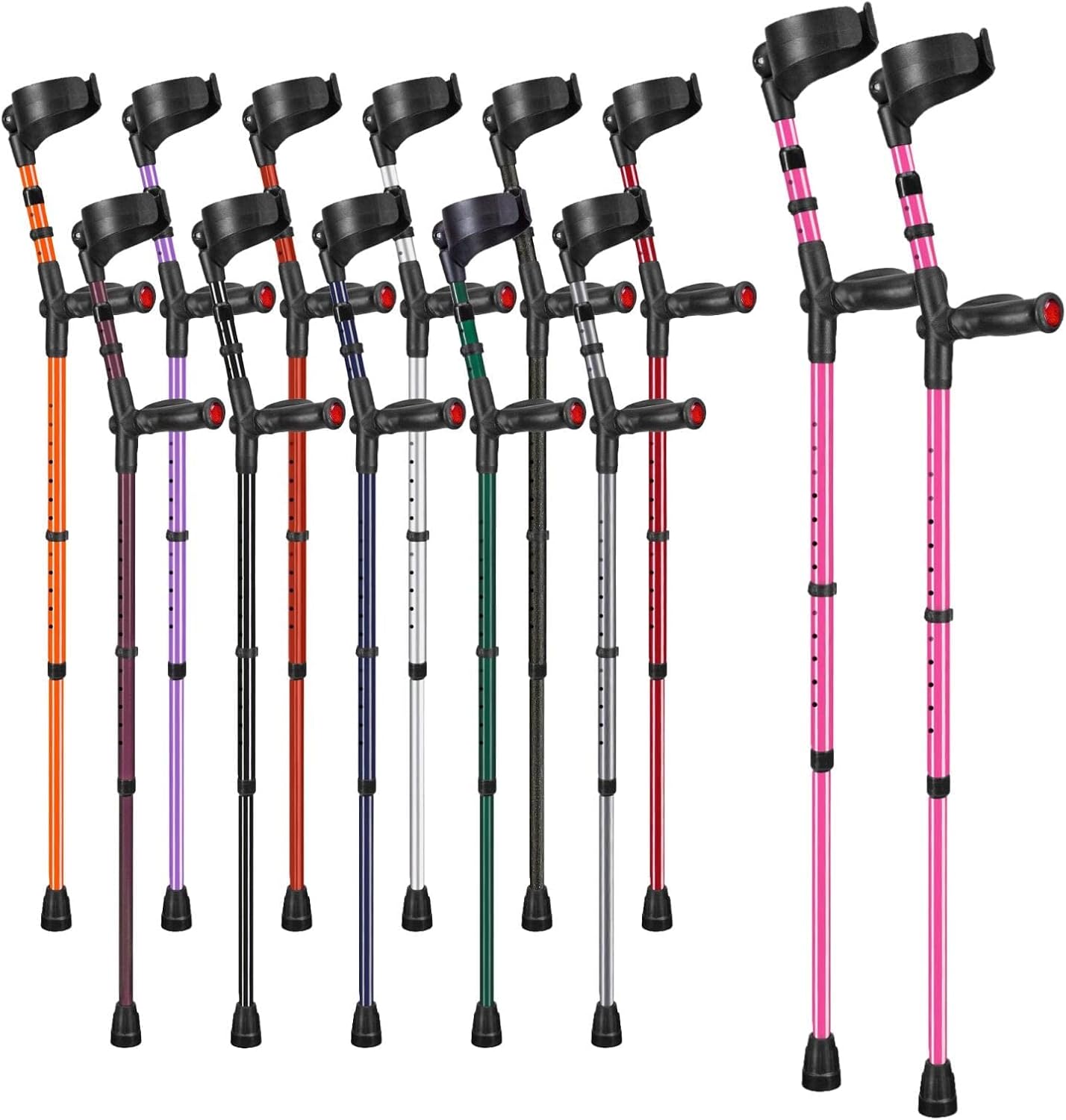 Ossenberg Comfort Grip Closed Cuff Double Adjustable Crutches – Pink ...