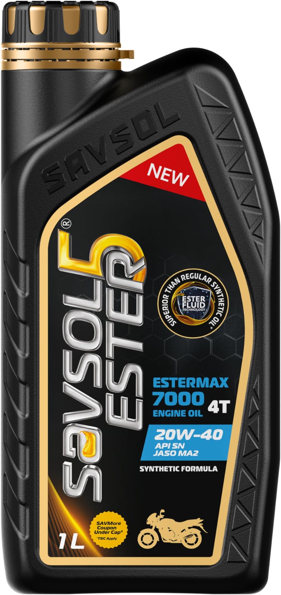 SAVSOL ESTER5 ESTERMAX 7000 4T 20W-40, Synthetic Oil for Bikes (1 L ...