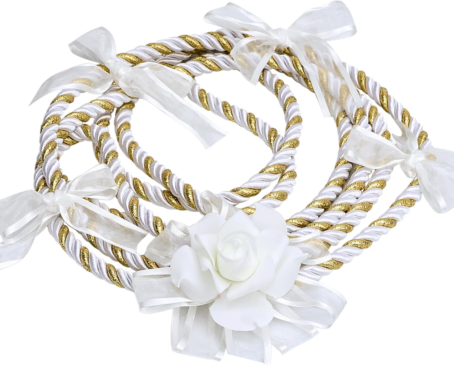 Amazon.com: Wedding Lasso Rope, White Gold Rope with Flower Lazo para ...