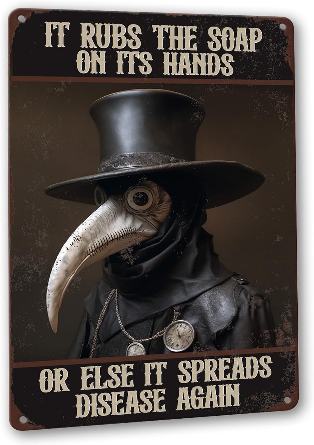 Amazon.com: Retro Gothic Plague Doctor Wash Your Hands Tin Sign for ...