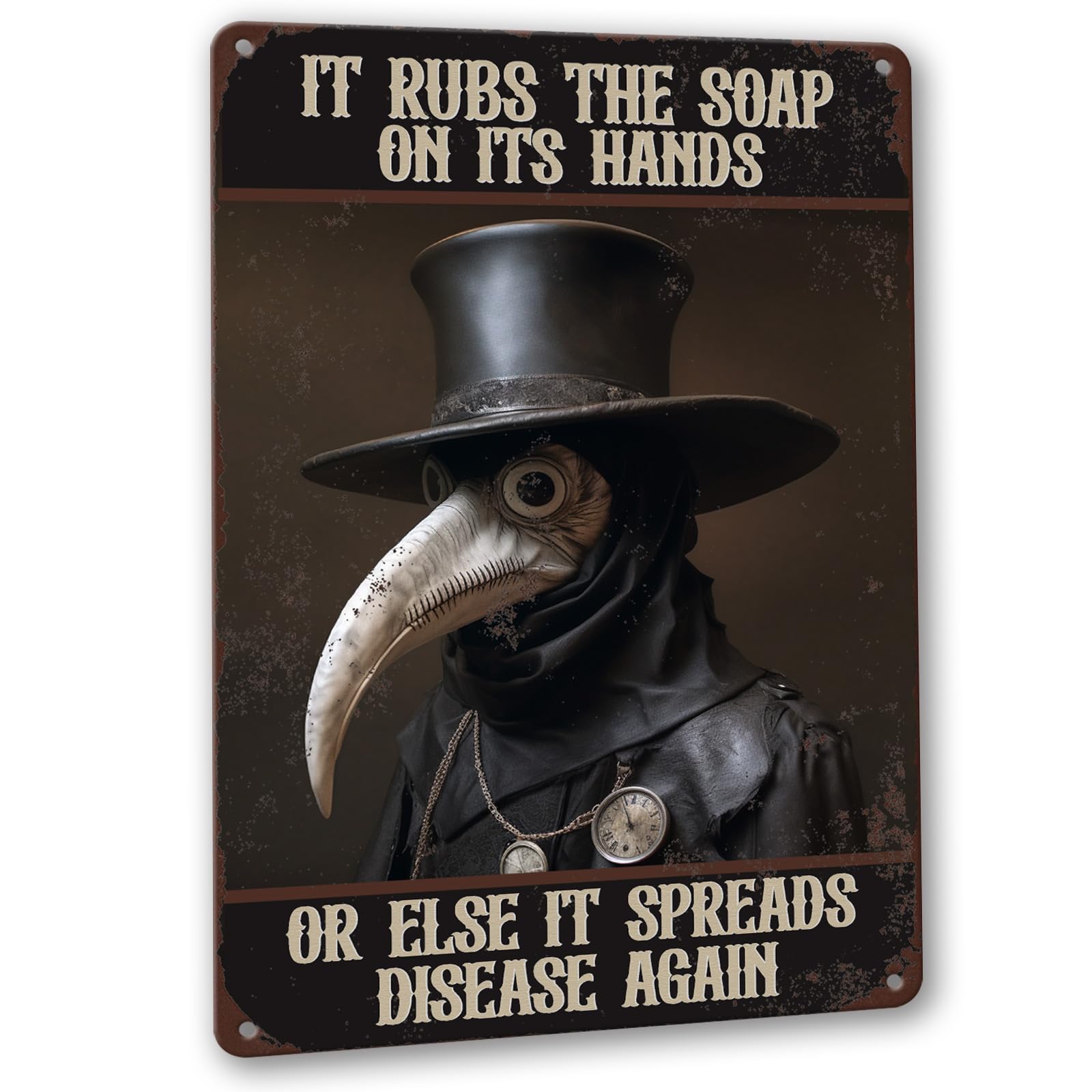 Amazon.com : Retro Gothic Plague Doctor Wash Your Hands Tin Sign for ...