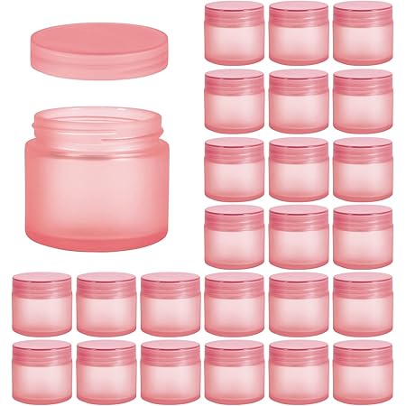 Amazon.com: 2oz Glass Jars 24 Pack, Hoa Kinh Mini Round Pink Frosted ...