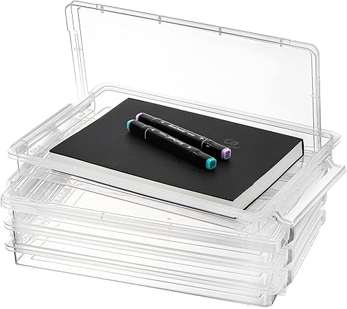 Amazon.com: Coloch 4 Pack A4 Plastic Document Storage Box with Buckles ...