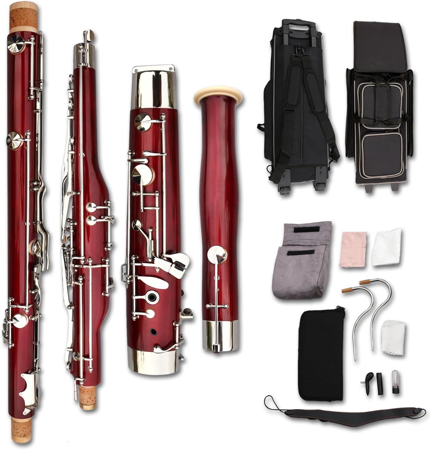 Amazon.com: Yinfente Bassoon Maple Wooded Bassoon C Key 26 Keys Silver ...